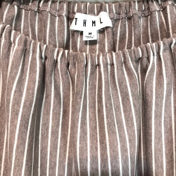 THML | Tops | Thml Off Shoulder Stripe Knit Ruffle Stretch Top M | Poshmark